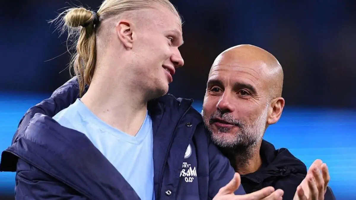 100 buts en Premier League : Pep Guardiola s'enflamme pour Erling ...